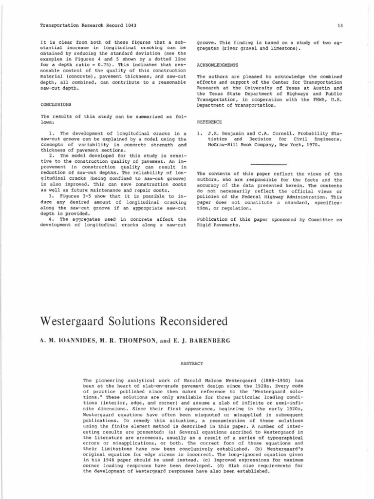 Westergaard Solutions Reconsidered | PDF | Bending | Equations