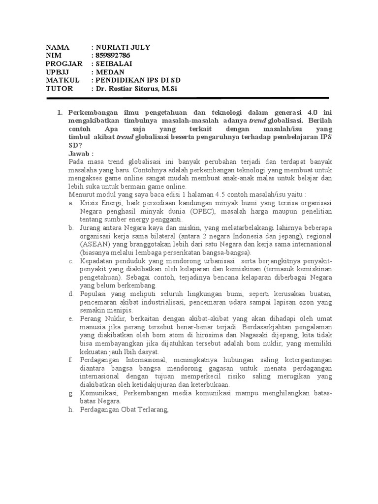 Tugas Tutorial 2 Pendidikan Ips Di SD | PDF