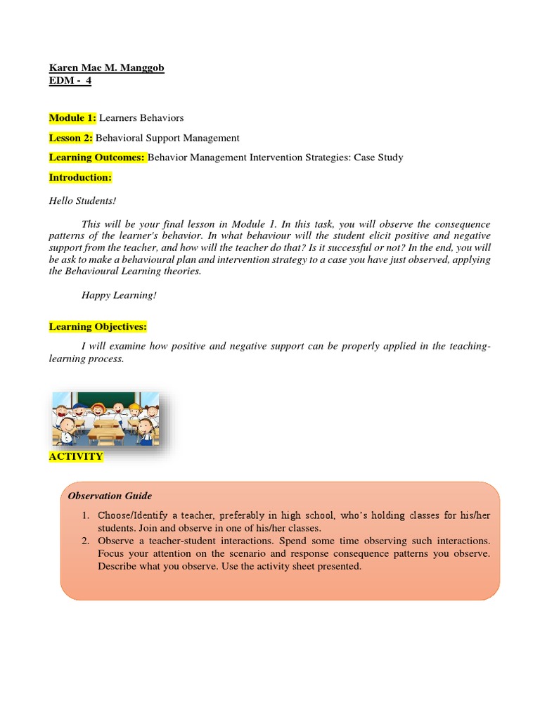 MANGGOB, K. Module 1. Lesson 2 | PDF | Learning | Reinforcement