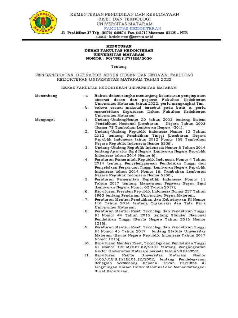 Pengangkatan Operator Absen 2022 | PDF