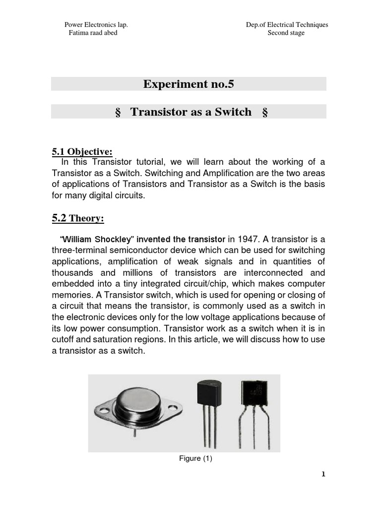 Lab.5 Power Electronics | PDF | Bipolar Junction Transistor | Transistor