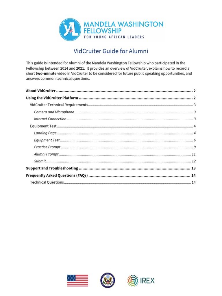 VidCruiter Video Guide for Alumni | PDF