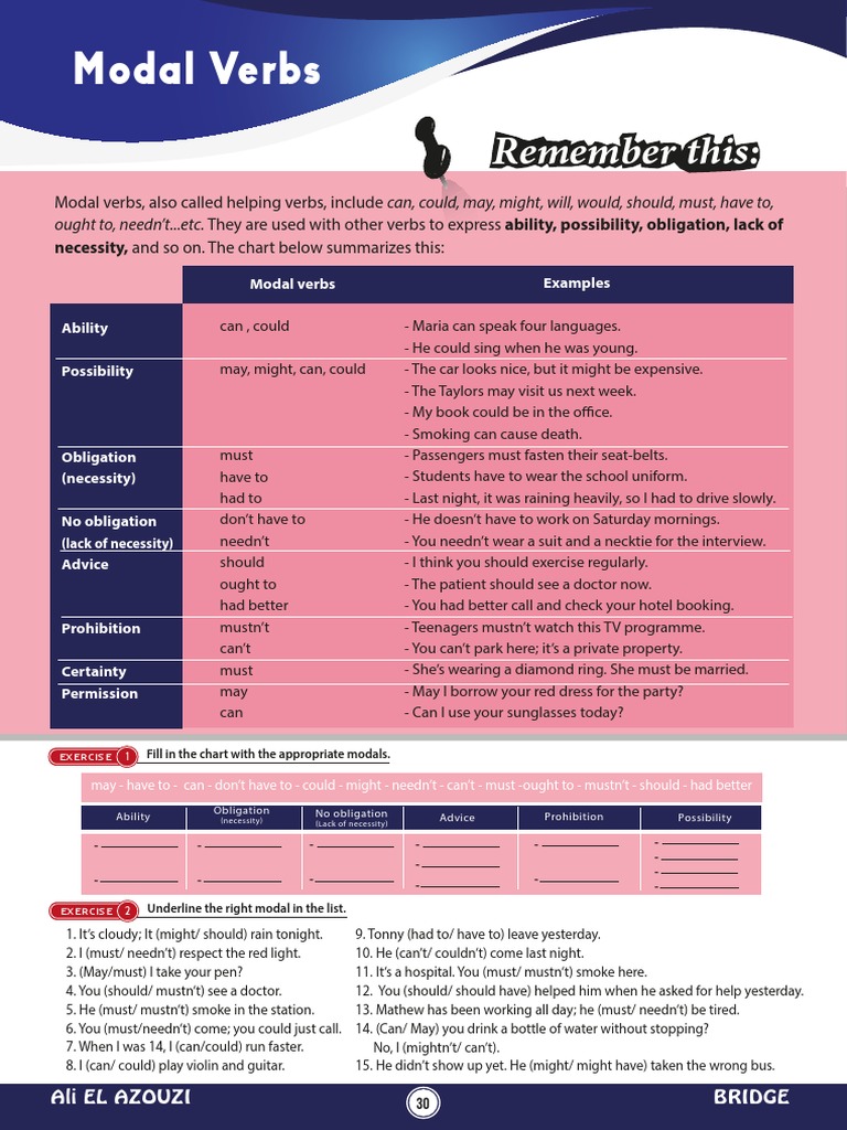 Quiz Exercises 11 Modal Verbs 9 | PDF | Verb