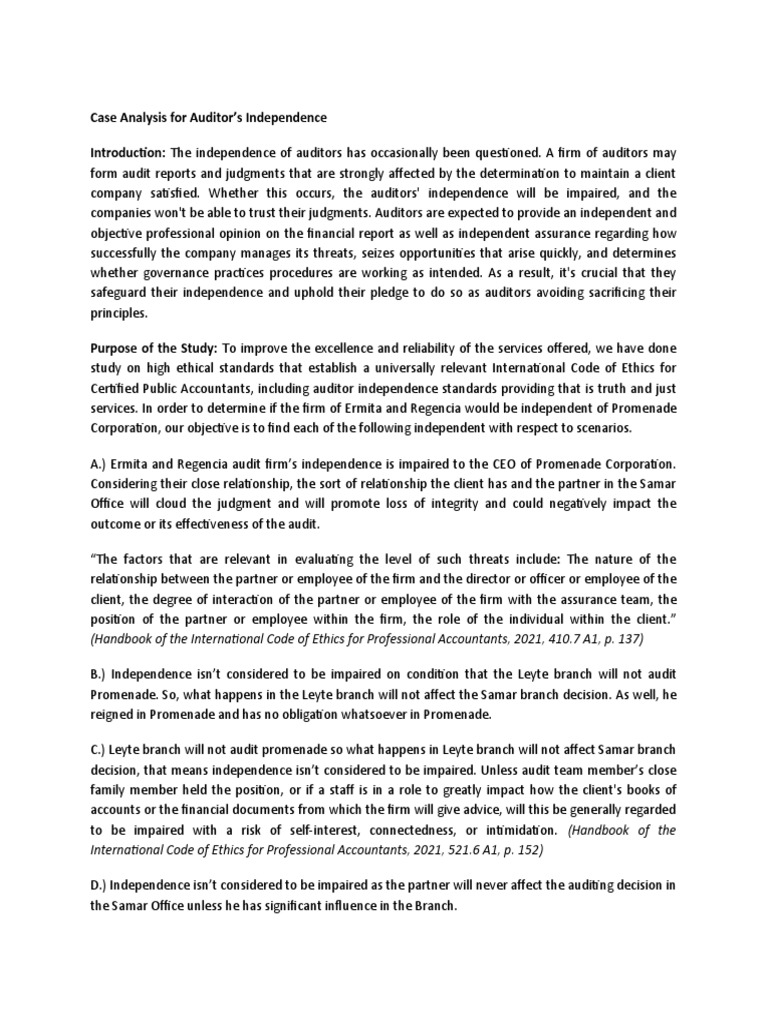 Auditor's Independence | PDF | Audit | Business
