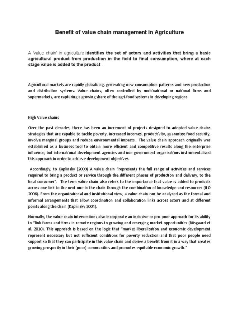 AEM 203 Planning For Agricultural Development 1 | PDF | Value Chain ...