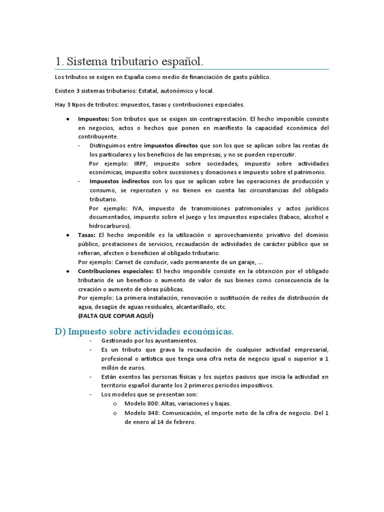 Tema 2 Los Tributos de La Actividad Comercial | PDF