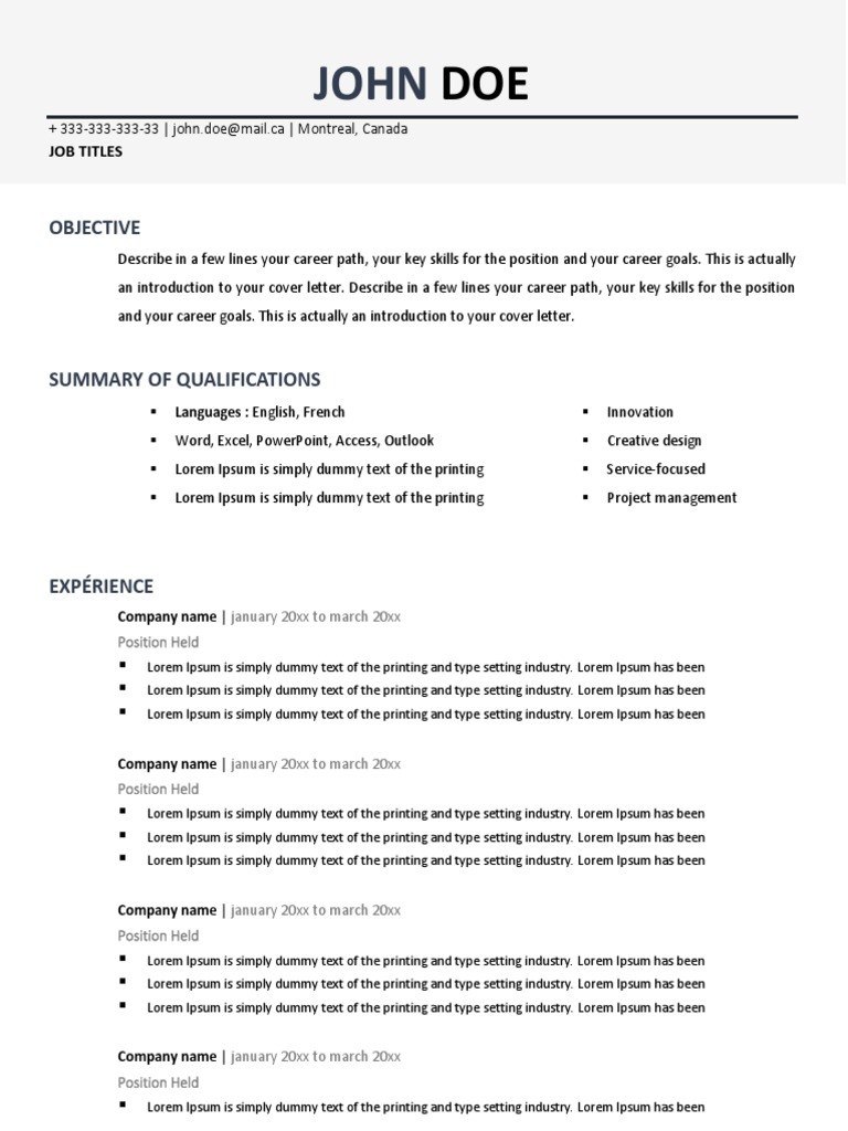 CV Canadienne An | PDF