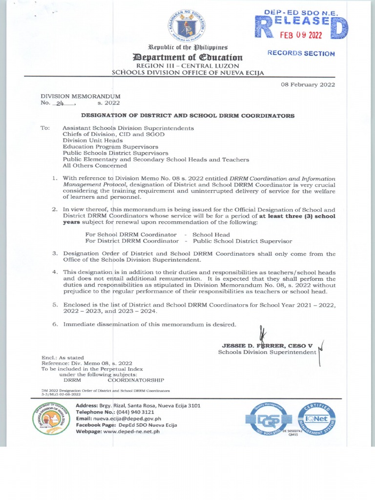 DM No. 24 S. 2022 | PDF