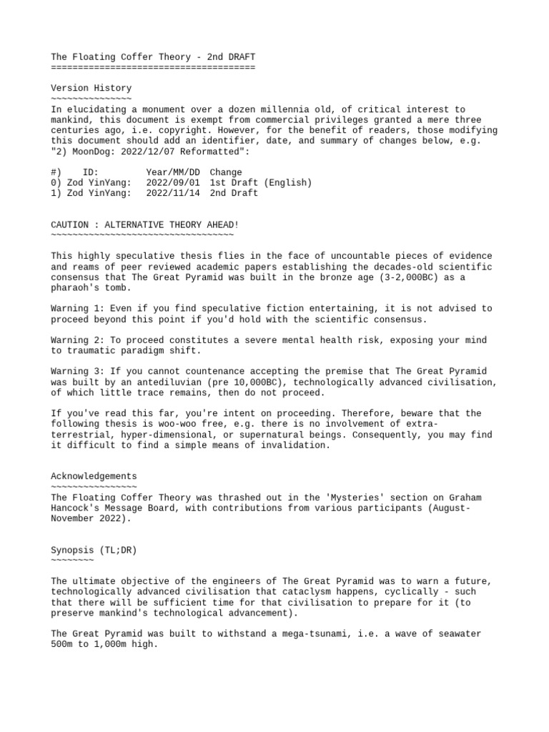 Floating Coffer Theory - 2nd Draft 221114 | PDF | Sea | Buoyancy