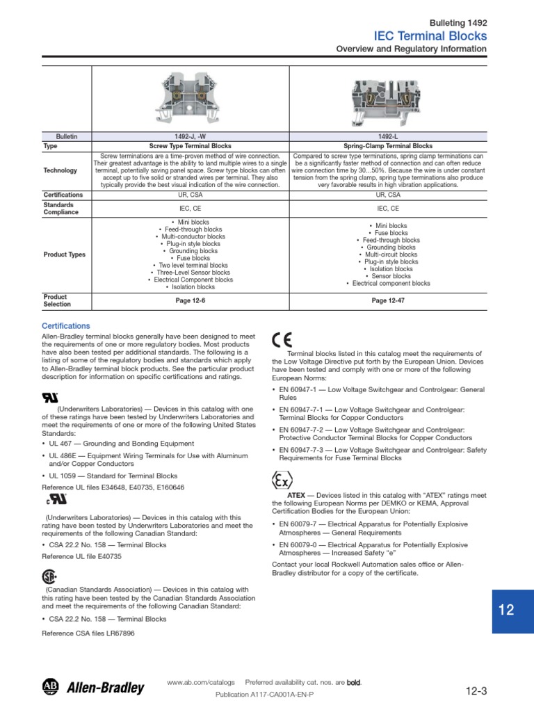 Allen-Bradley 1492 Terminal Blocks Guide | PDF | Electrical Connector ...