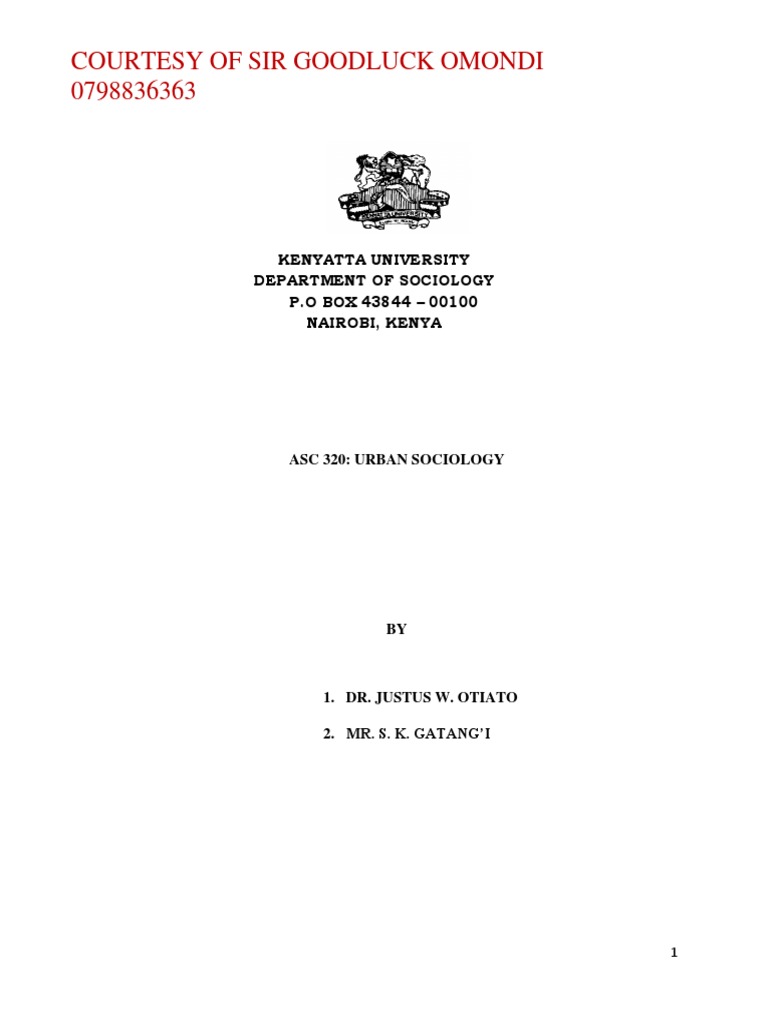 ASC 320 (1) Urban Sociology | PDF | Sociology | City