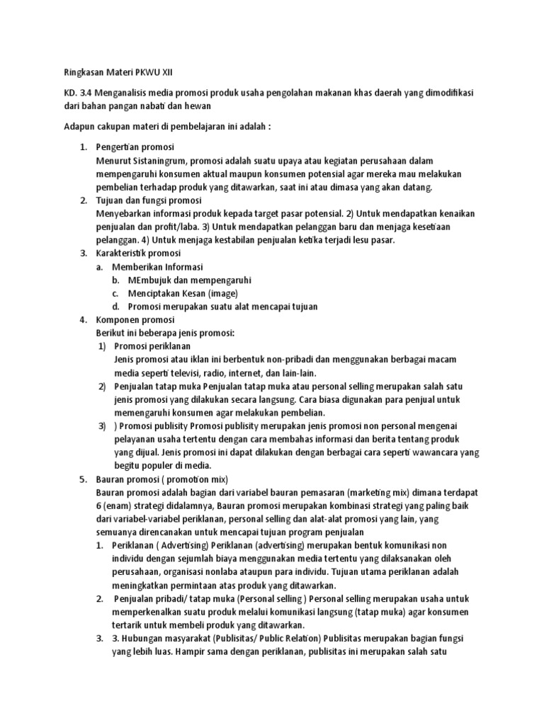 Ringkasan Materi PKWU XII | PDF