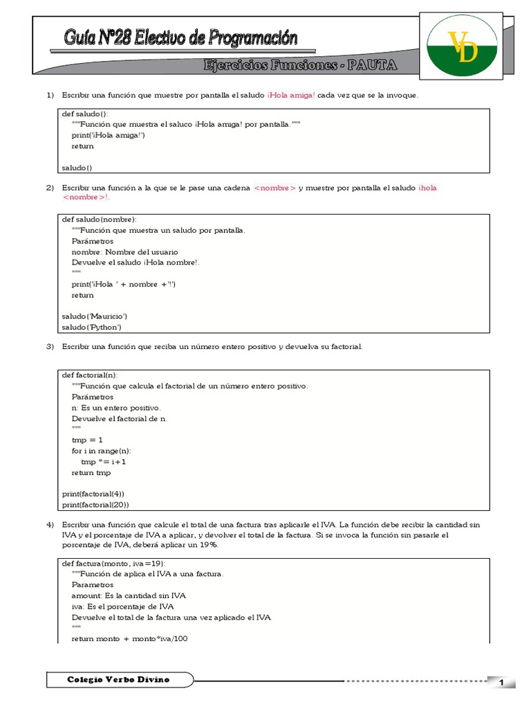 Funciones Python: guía práctica con ejercicios | PDF | Teoría de los ...