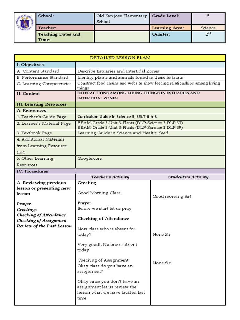 DLP Template English | PDF | Learning | Teachers