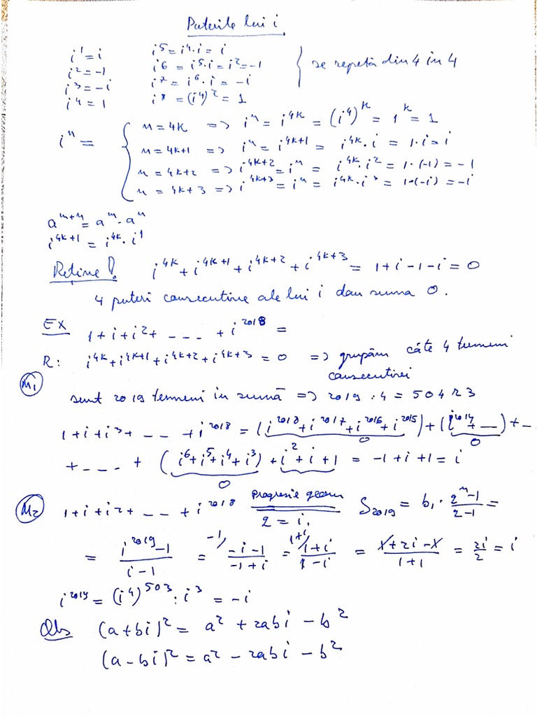 TEORIE - NR Complexe Puterile Lui I, NR Complexe | PDF