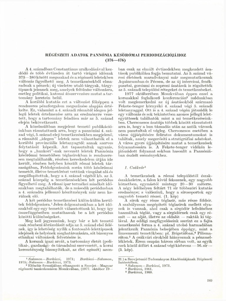 Salamon - Barkóczi - RÉGÉSZETI ADATOK PANNÓNIA KÉSŐRÓMAI ...