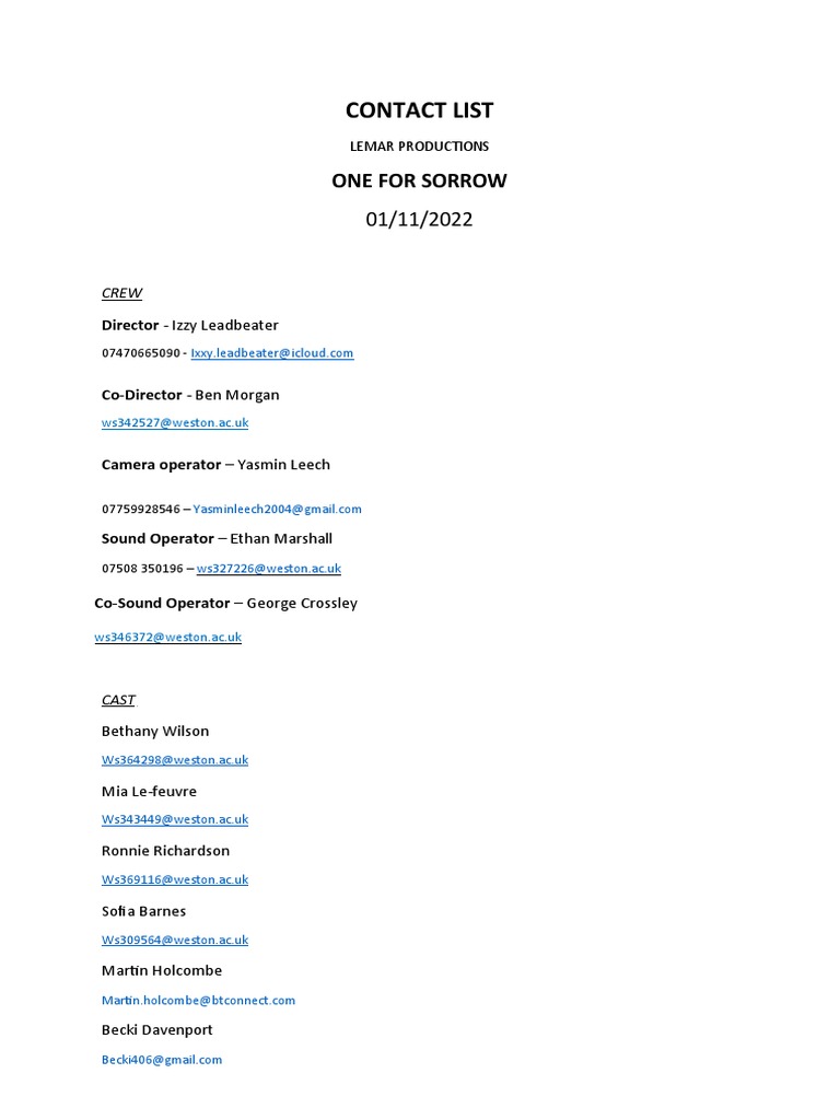 Contact List 2 Izzy | PDF