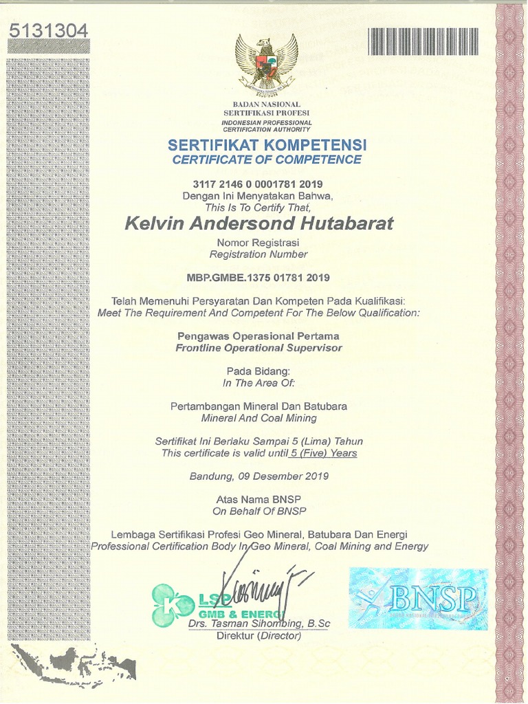 Sertifikat Pop - Kelvin Andersond H | PDF