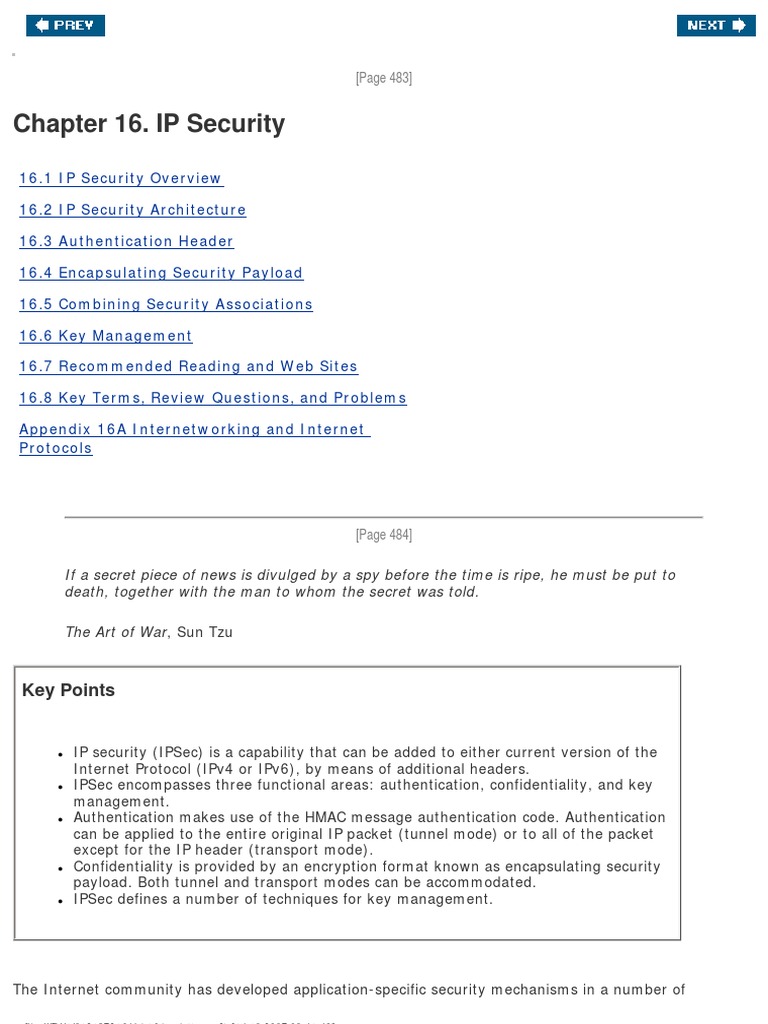 IP Security Chapter | PDF