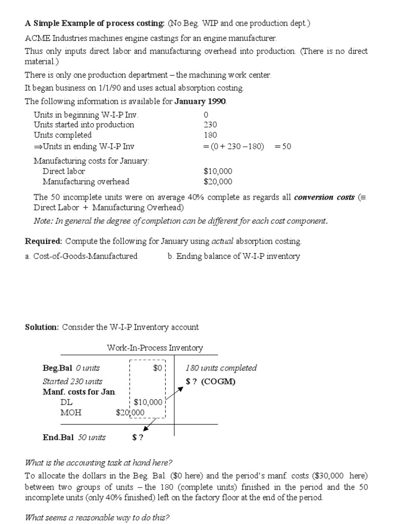A Simple Example of Process Costing | PDF