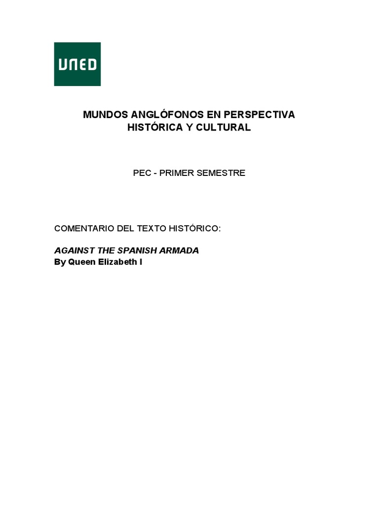 Elizabeth I's Speech Against Spanish Army - Analysis | PDF