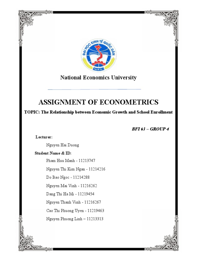 Assignment Econometrics Group 4 BFI63 | PDF Assignment Econometrics Group 4 BFI63 | PDF