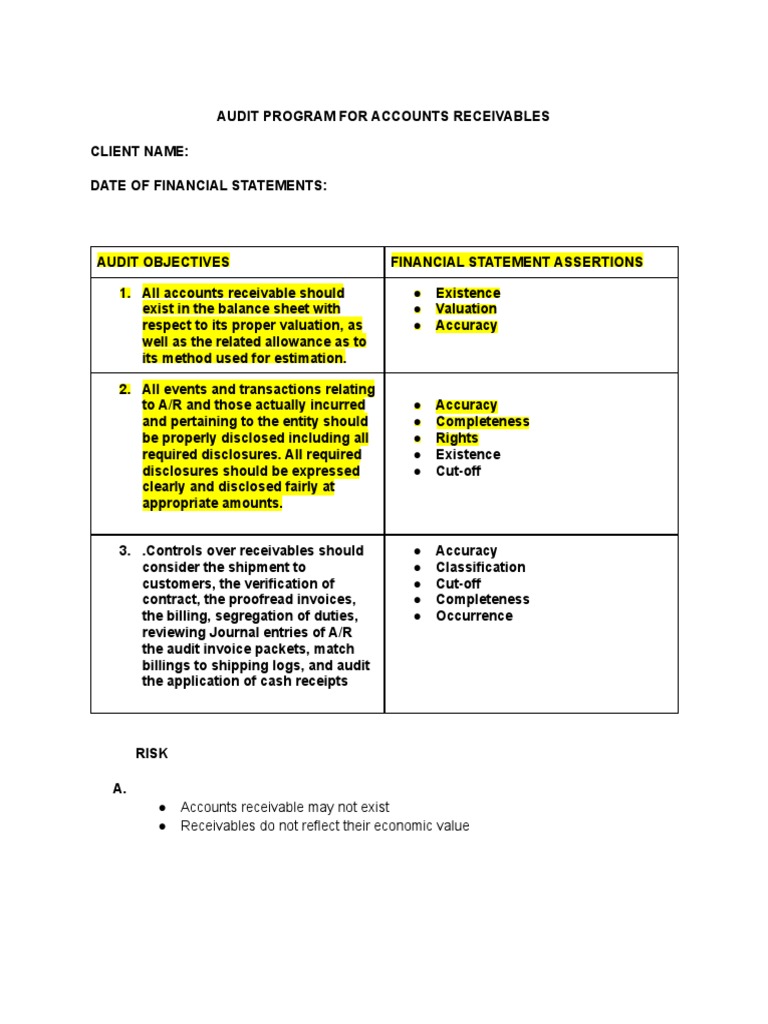 Accounts Receivable Audit Program Guide | PDF | Receipt | Audit