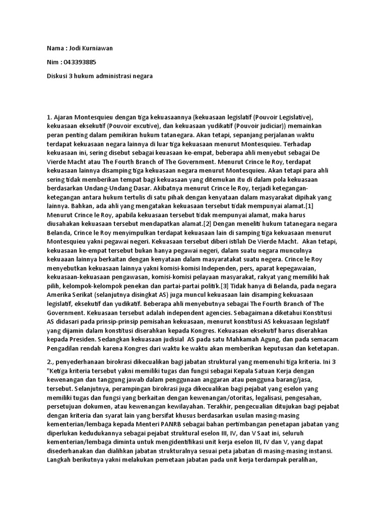 Diskusi 3 Hukum Administrasi Negara | PDF