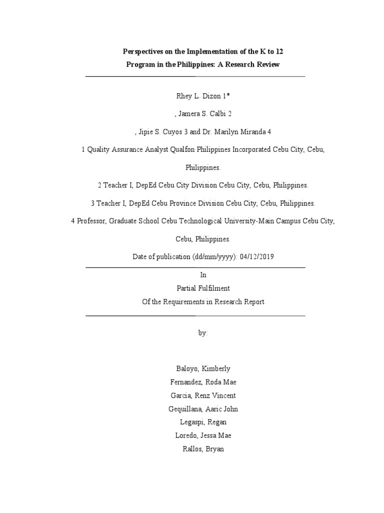 Research Compilation Final | PDF | Teachers | Programme For ...