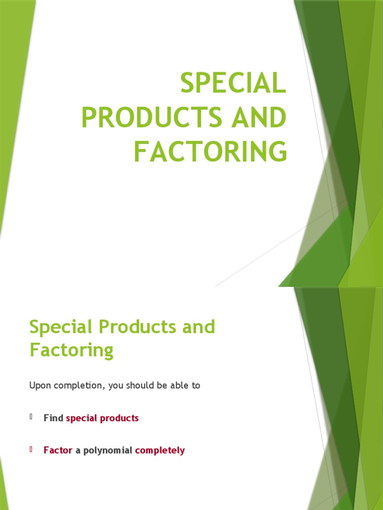 G8 Math Q1 - Week 1 - Special Products and Factors | PDF