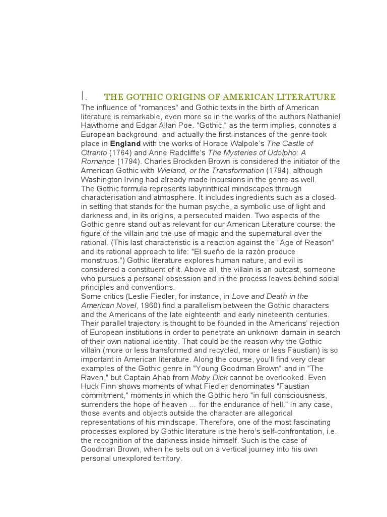 The Gothic Origins of American Literature | PDF | Gothic Fiction | Novels