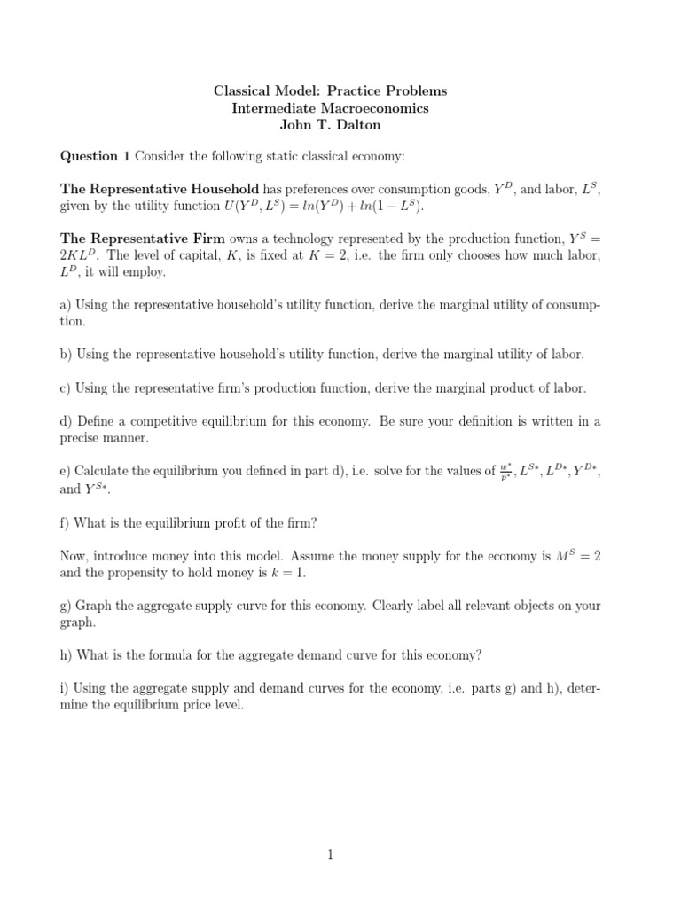 Classical Model Pdf Labour Economics Taxes