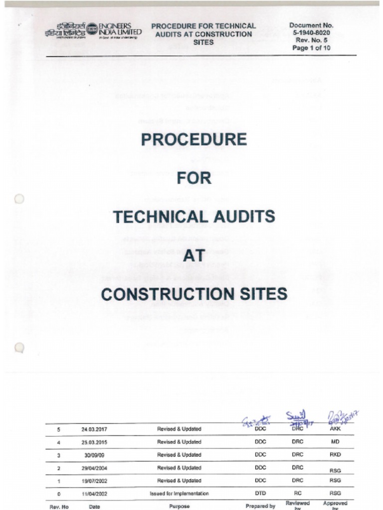 EIL Procedure For Technical Audit - 5-1940-8020 Rev. 5 | PDF