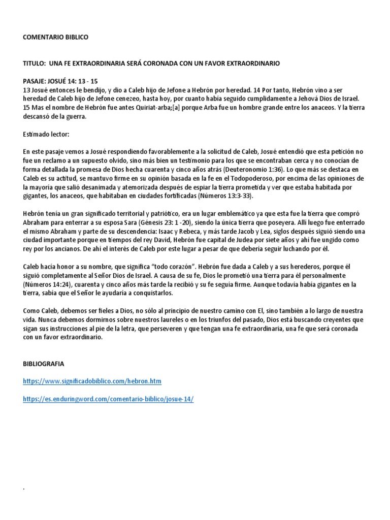 Fe y Perseverancia de Caleb | PDF | Hebrón | Abrahán