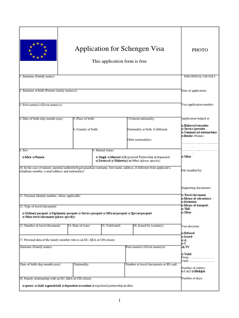 Schengen Visa Application Form English | PDF | Travel Visa | Debit Card