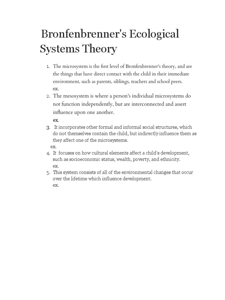 Bronfenbrenner's Ecological Systems Theory | PDF