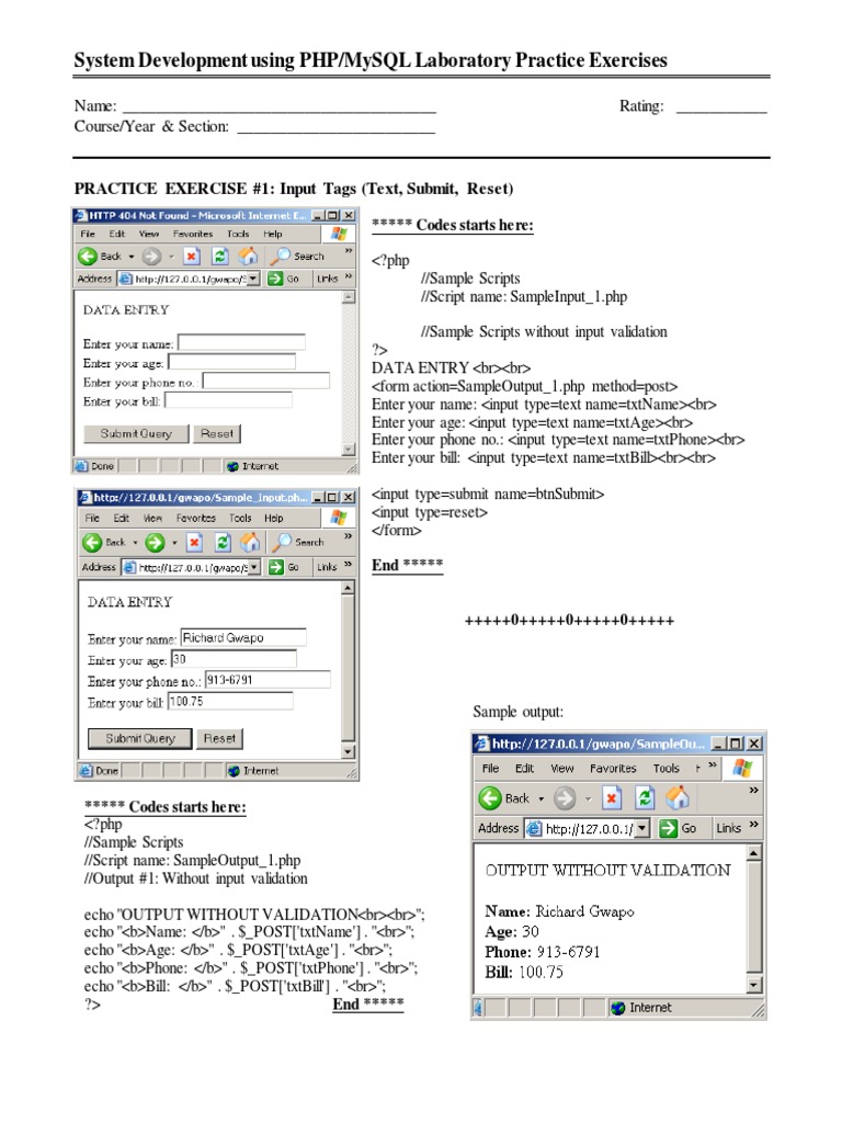 PHP Practice Exercises | PDF