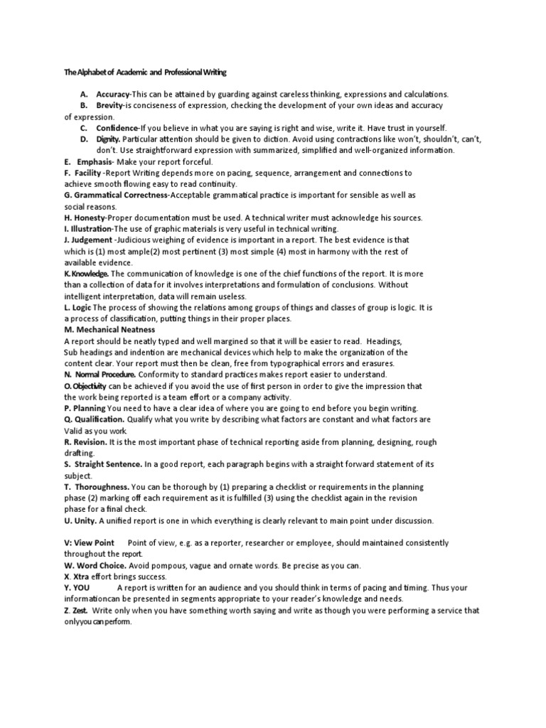 THE ALPHABET OF Academic Professional Writing | PDF | Data | Cognitive ...