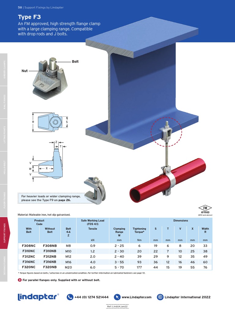 Lindapter Type f3 Datasheet | PDF | Joining | Metalworking