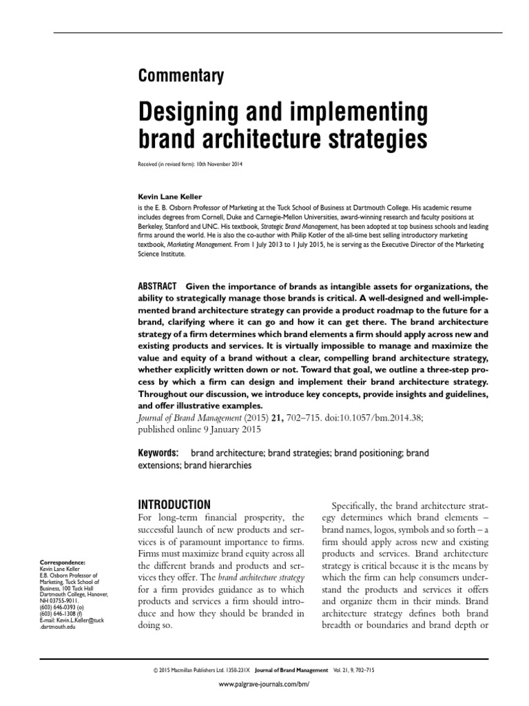 Keller - 2015 - Designing and Implementing Brand Architecture Strategies - Journal of Brand ...