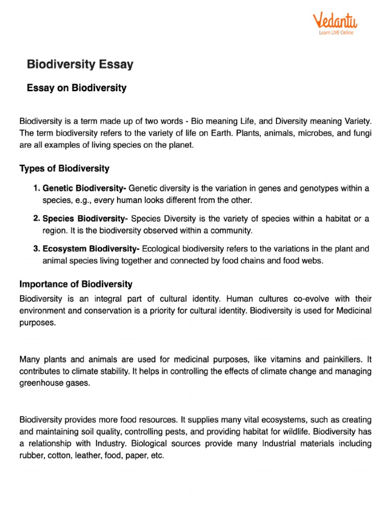 Biodiversity Essay | PDF