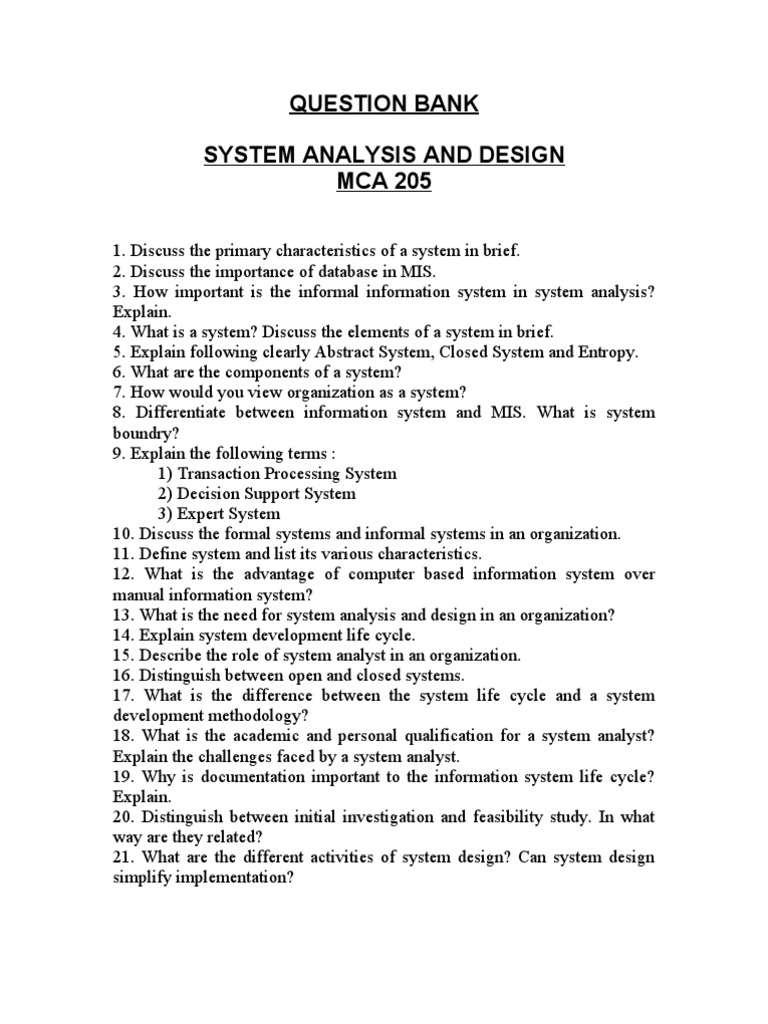 Question Bank System Analysis Design | PDF | Intelligence Analysis ...