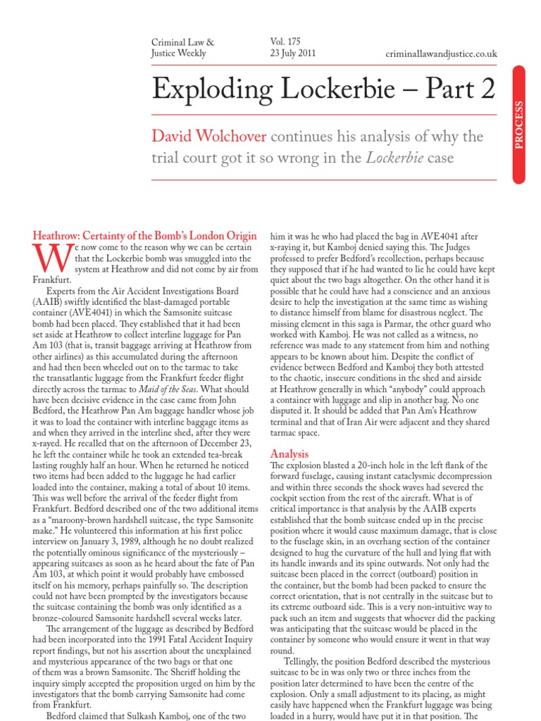 Exploding Lockerbie - Part 2: David Wolchover | PDF | Crime Thriller ...