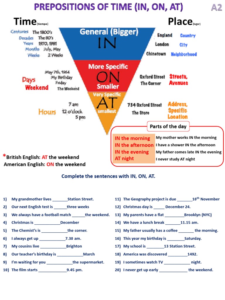 A2 Unit 01 Prepositions of Time | PDF