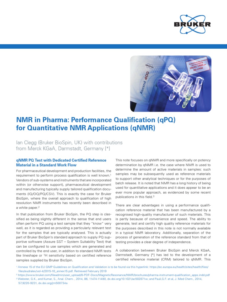 NMR in Pharma Performance Qualification (QPQ) | PDF | Science