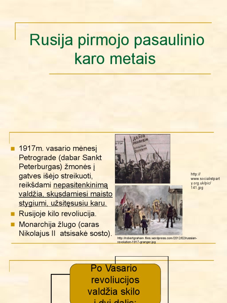 Rusija Pirmojo Pasaulinio Karo Metais | PDF