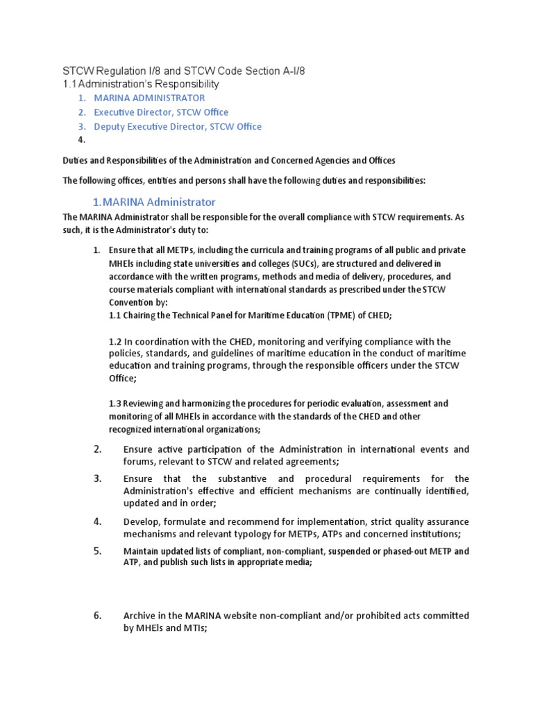 STCW Regulation 1 | PDF