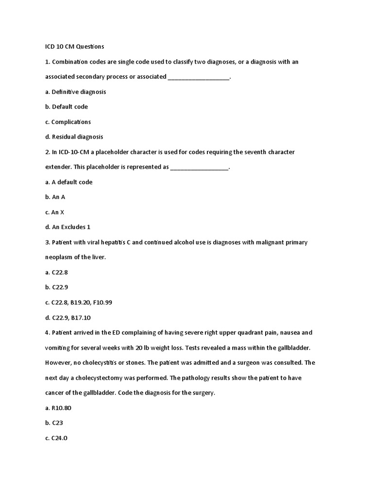 ICD-10 CM Practice Questions & Answers | PDF