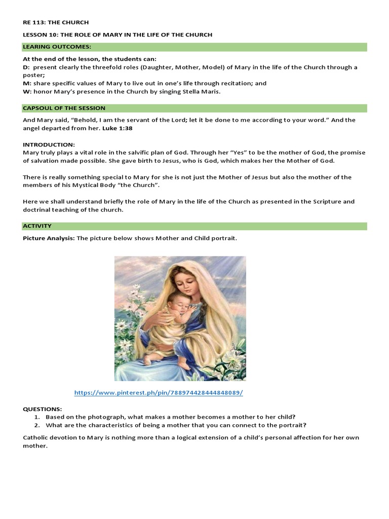 The Role of Mary in Church | PDF | Mary, Mother Of Jesus | Jesus