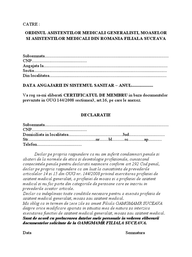 Cerere Inscriere | PDF